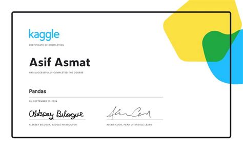 asif asmat completed the pandas course on kaggle asif asmat