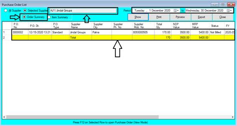 Purchase Order List Report Help Guide