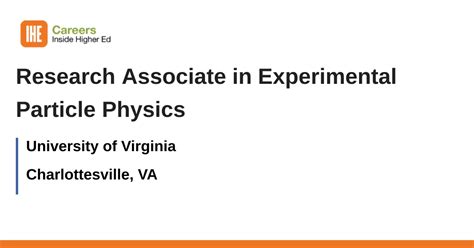 Research Associate In Experimental Particle Physics Job With University Of Virginia 3071676