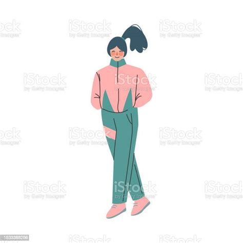 80년대 패션 스타일의 옷을 입은 십대 소녀 유행하는 복고풍 스트리트 스타일 의상 만화 벡터 일러스트레이션을 입은 남자 건강한