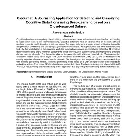 C Journal A Journaling Application For Detecting And Classifying Cognitive Distortions Using