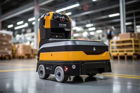 Premium Photo Agv Automated Guided Vehicle In Warehouse Logistic And Transport