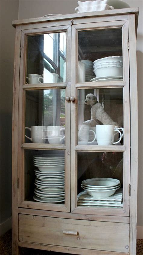 Freestanding Glass Door Cabinet For Extra Dish Storage