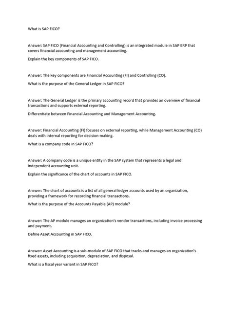 Sap Fico Interview Qns And Ans1 Pdf Cost Financial Economics