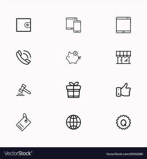 E Commerce Line Icon Set Royalty Free Vector Image