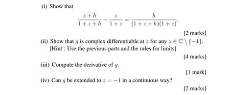 Solved 3 A Consider The Function F C →c Given By Fz