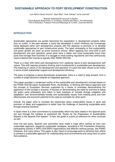 Pdf Sustainable Approach To Port Development Construction
