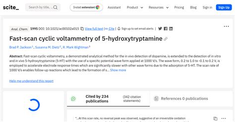 Fast Scan Cyclic Voltammetry Of 5 Hydroxytryptamine Scite Report