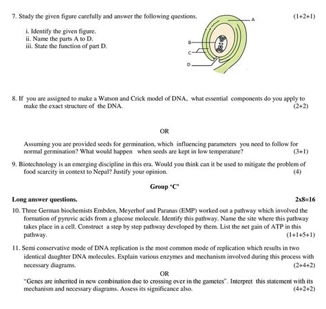 Biology Neb Grade 12 Model Question 2079 2023