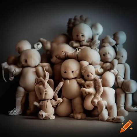 Man With Blonde Hair Surrounded By Creepy Toys On Craiyon