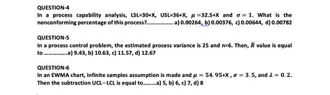 Solved QUESTION In A Process Capability Analysis Chegg Com