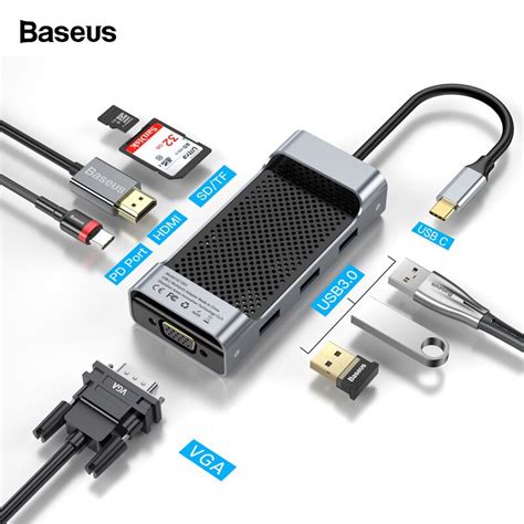 Baseus Usb C Type C To Usb Hdmi Vga Rj Hub Multi Usb Adapter Splitter Hdmi Adapter