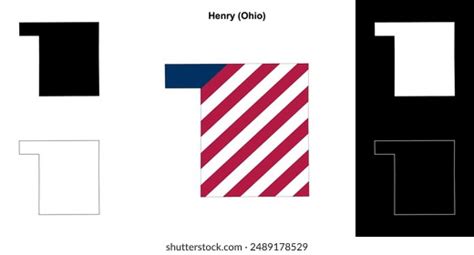 Henry County Ohio Outline Map Set Stock Vector Royalty Free