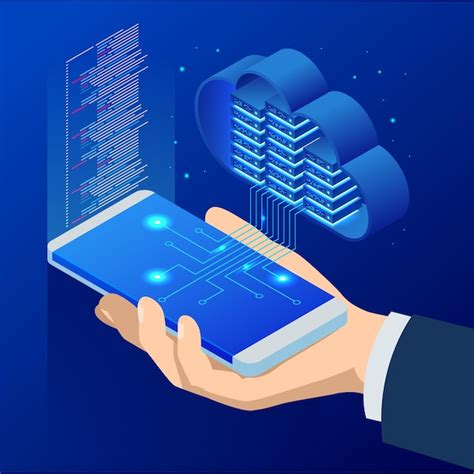 Premium Vector Isometric Cloud Computing Concept Isometric Cloud Services Mobile App