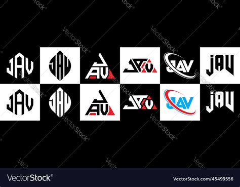 Jav Letter Logo Design In Six Style Polygon Vector Image