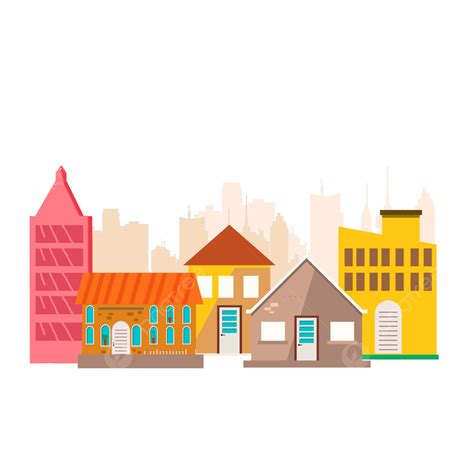 รูปอาคารการ์ตูนที่วาดด้วยมือเวกเตอร์ Png พื้นหลังสถาปัตยกรรมเมือง สไตล์อาคาร ตึกสูงภาพ Png