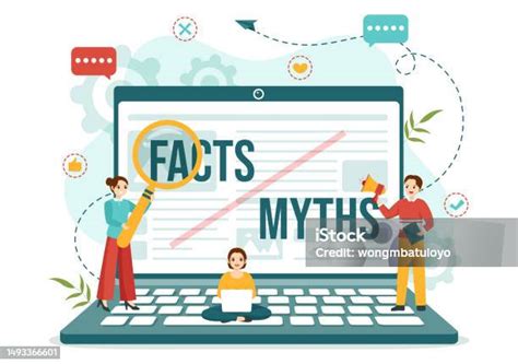 철저한 확인을 위해 신화 대 사실 뉴스가 있는 사실 확인 벡터 일러스트레이션 또는 평면 만화 손으로 그린 랜딩 페이지 템플릿의 증거를 비교합니다 신화에 대한 스톡 벡터 아트