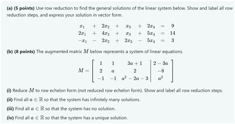Solved A Points Use Row Reduction To Find The Chegg