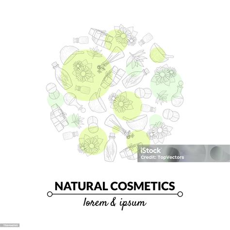 천연 화장품 배너 템플릿 에코 오가닉 손으로 그린 제품 디자인 요소는 포장 라벨 브랜딩 Id 벡터 일러스트레이션에 사용될 수