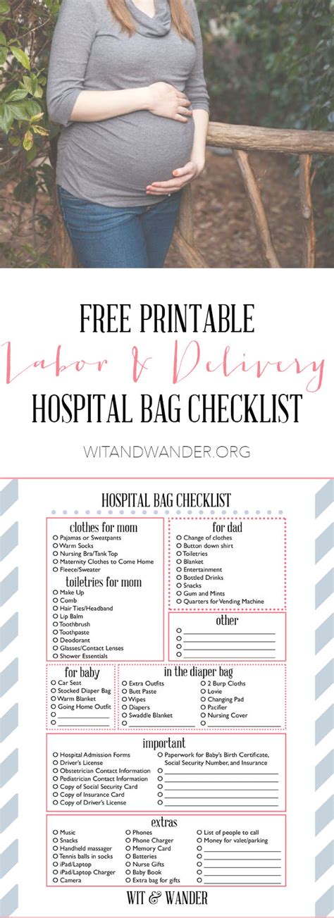 Printable Maternity Hospital Bag Checklist Wit And Wander