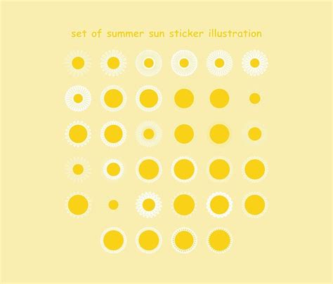 여름 태양 스티커 그림 세트 프리미엄 벡터