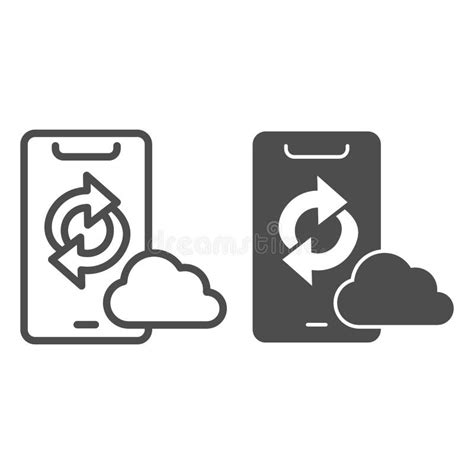 Cloud Sync On Smartphone Line And Solid Icon Smartphone Review Concept