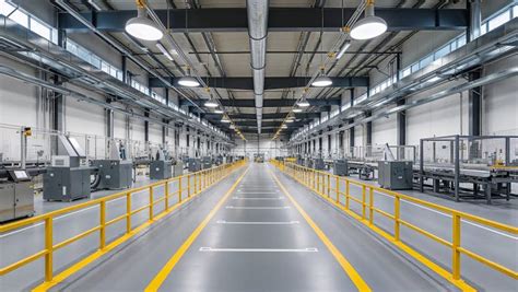 Automated Production Line With Conveyor Belt In Modern Empty Warehouse