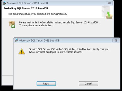 service sql server vss writer sqlwriter failed to start when installing localdb stack overflow