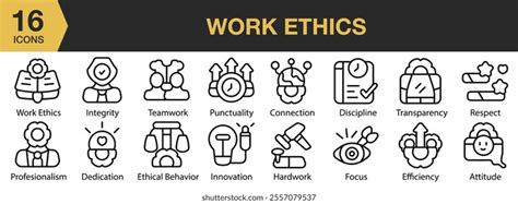 Work Ethics Solid Icon Set Includes Stock Vector Royalty Free 2557079533 Shutterstock