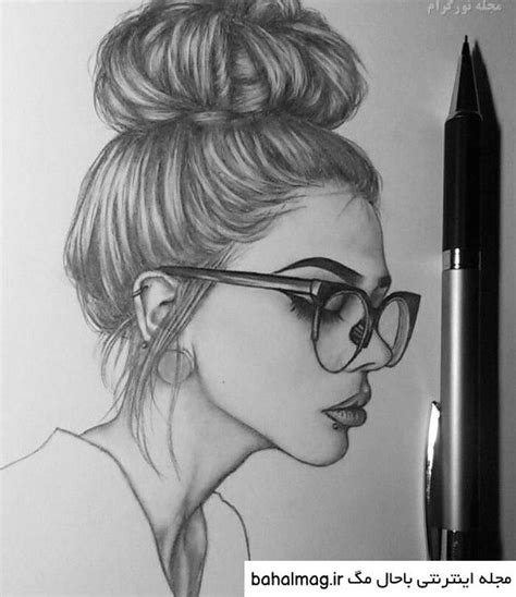 عکس نقاشی دختر سیاه قلم ️ بهترین تصاویر