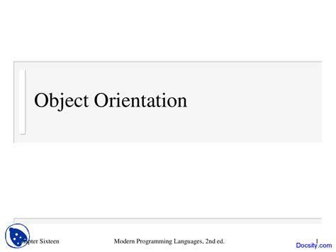 Object Orientation Modern Programming Languages Lecture Slides Docsity