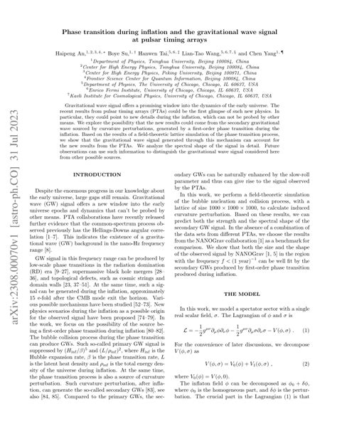 Pdf Phase Transition During Inflation And The Gravitational Wave Signal At Pulsar Timing Arrays