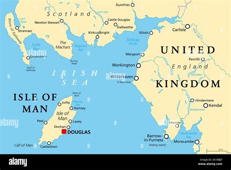 Isle Of Man Also Known As Mann Political Map An Island Nation And British Crown Dependency In
