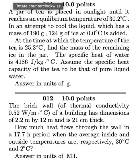 Solved Rotate Counterclockwise 10 0 Points A Jar Of Tea Is