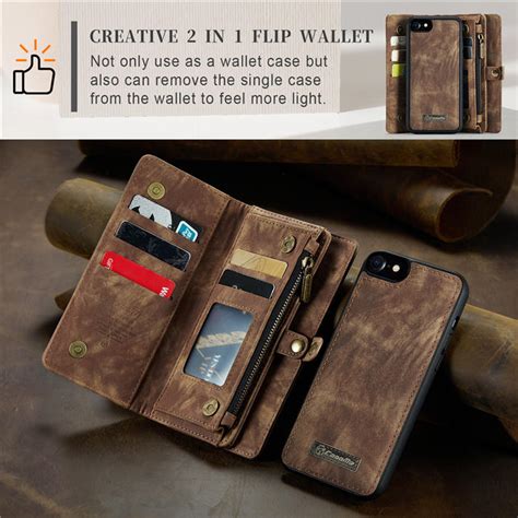 CaseMe IPhone 8 Wallet Case With Wrist Strap Coffee