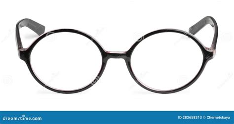 Stylish Glasses With Plastic Frame Isolated On White Stock Image