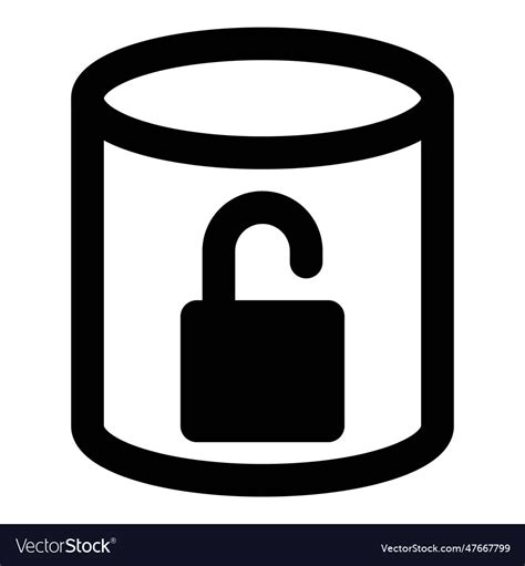Locked Removed From A Database Or Unsecure Vector Image