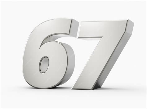 Premium Photo Silver 3d Numbers 67 Sixty Seven Isolated White Background 3d Illustration