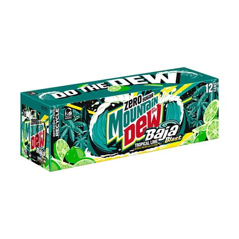 Buy Mountain Dew Zero Sugar Baja Blast Soda Tropical Lime 12 Fl Oz X 12