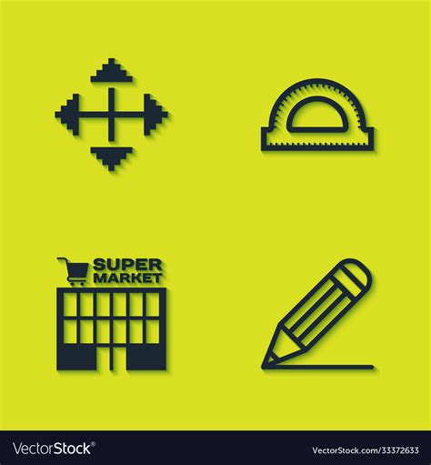 Set Pixel Arrows In Four Directions Pencil Vector Image