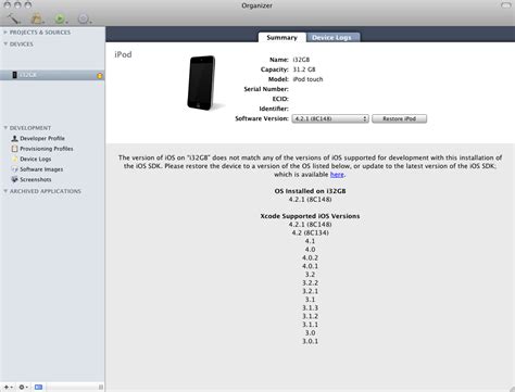 Ios Versions On Device Do Not Match Supported Versions By Xcode Stack