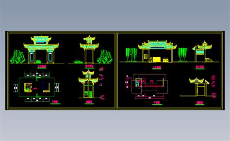古建筑 Autocad 2000 模型图纸下载 懒石网