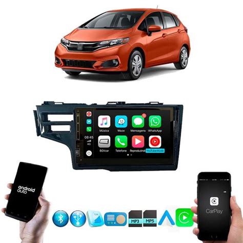 Central Multimídia Honda Fit 2018 2019 2020 Mp5 Android Auto Carplay H Tech Central