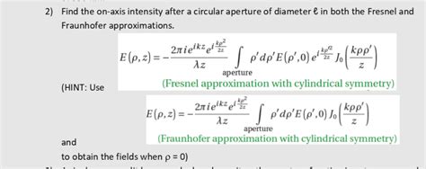 2 Find The On Axis Intensity After A Circular