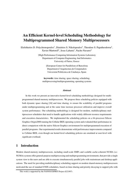 pdf an efficient kernel level scheduling methodology for multiprogrammed shared memory