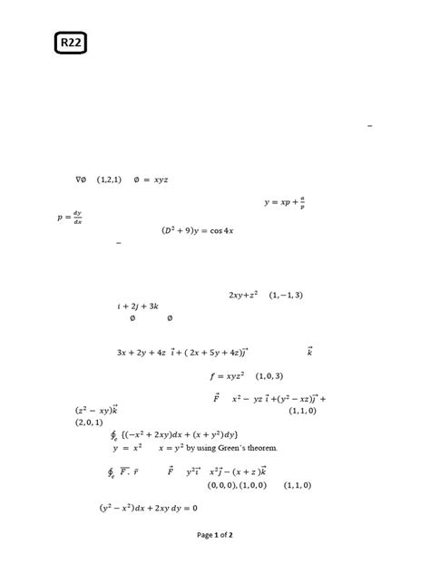 Vector Calculus And Differential Equations 22mtc05 Pdf Vector Calculus Mathematical Objects
