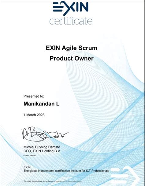 Manikandan Lakshmanasamy On Linkedin I Am Happy To Share I Am Exin Certified Agile Scrum