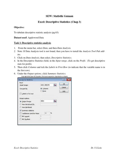 Excel Chap 3 Descriptive Statistics Pdf