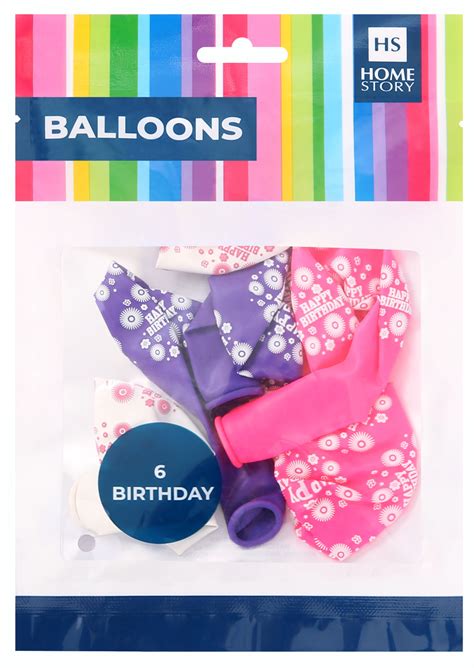 Hs Medium “birthday” Balloons Assorted 6s Hs54941a6 Skybridge Global