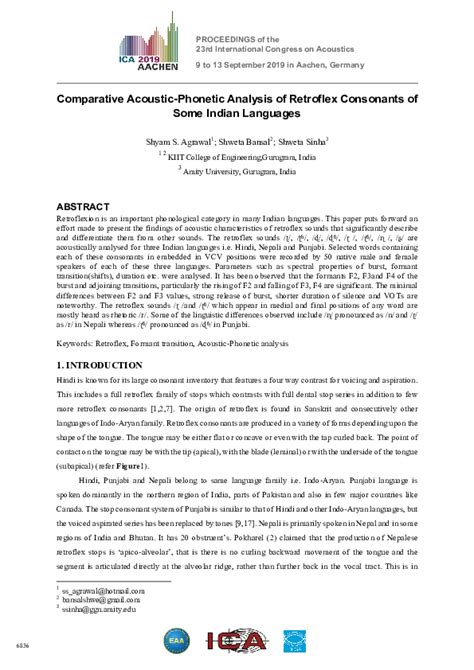 Pdf Comparative Acoustic Phonetic Analysis Of Retroflex Consonants Of Some Indian Languages